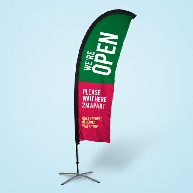 WE ARE OPEN - Feather Flag - Prontaprint Wimbledon