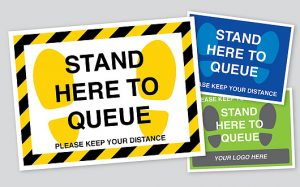 Queue Here Floor Stickers - Prontaprint Wimbledon